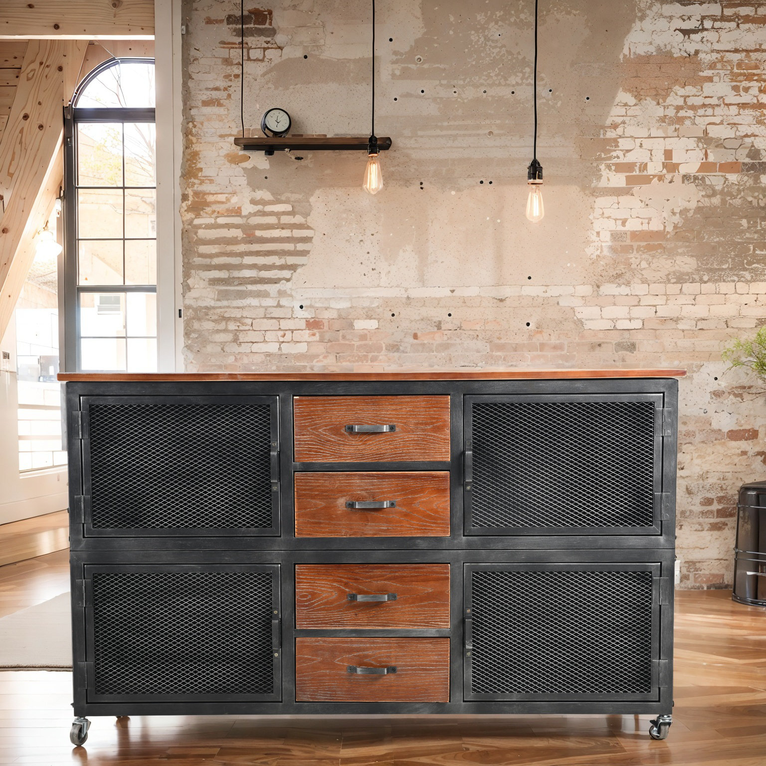 Industrial style accent cabinet store